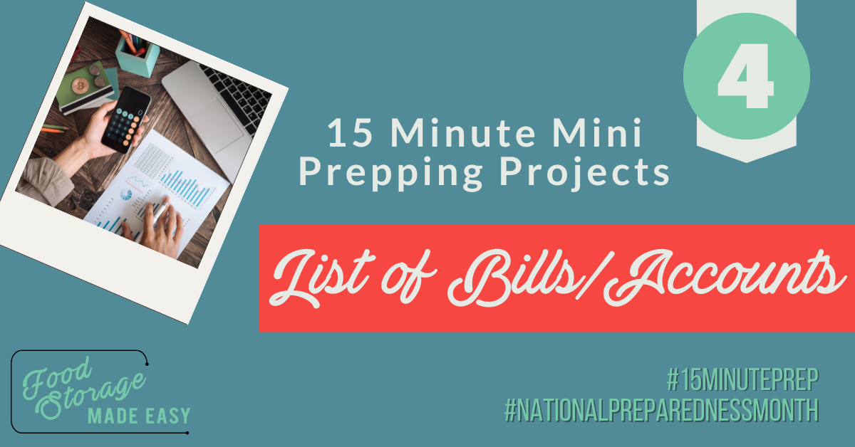 Day 4: Create a List of Bills/Accounts (15 Minute Prepping Projects ...